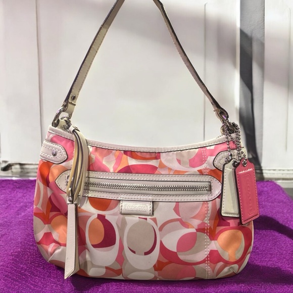 Coach | Bags | Coach Vibrant Pink And Orange Shoulder Bag | Poshmark